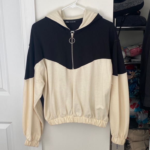 Zara | Sweaters | Zara Halfzip Sweater With Hoodie | Poshmark